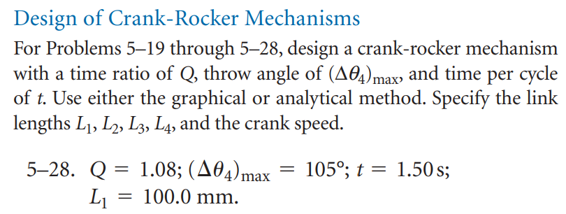 Solved Design of Crank-Rocker Mechanisms For Problems 5–19 | Chegg.com