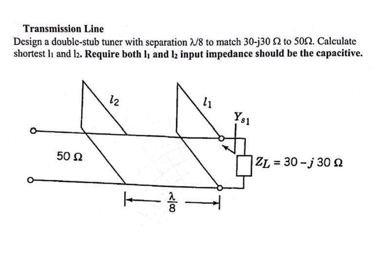 Solved Transmission Line Design a double-stub tuner with | Chegg.com