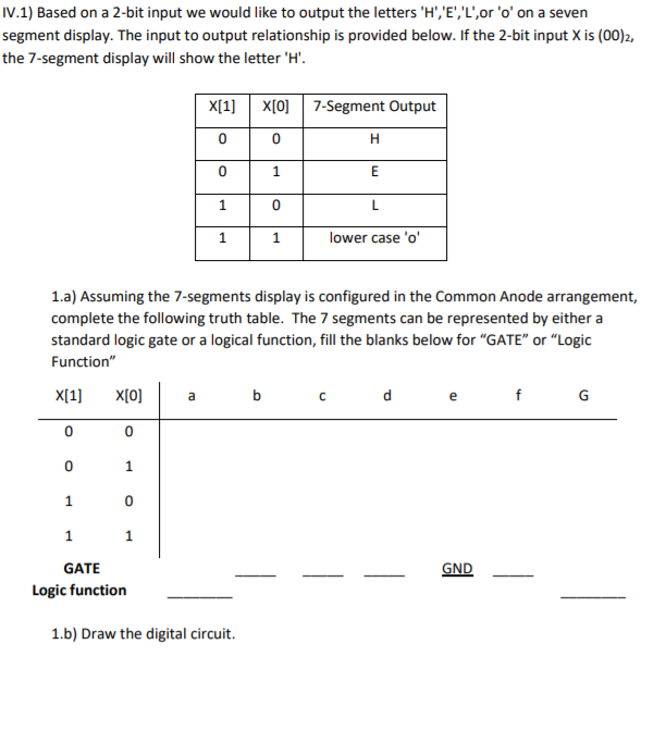 Solved Iv1 Based On A 2 Bit Input We Would Like To Output 
