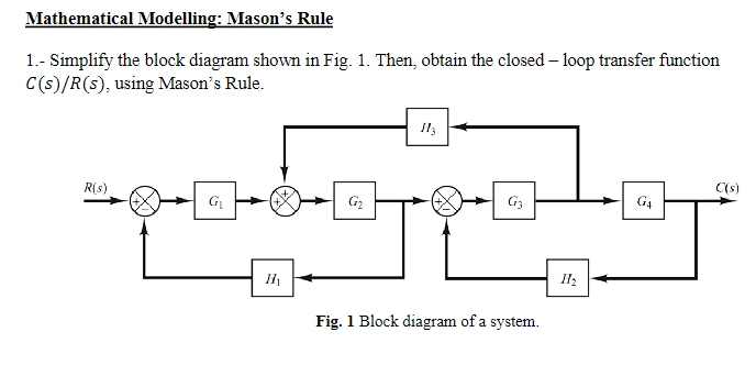 Solved Mathematical Modelling: Mason's Rule 1.- Simplify the | Chegg.com