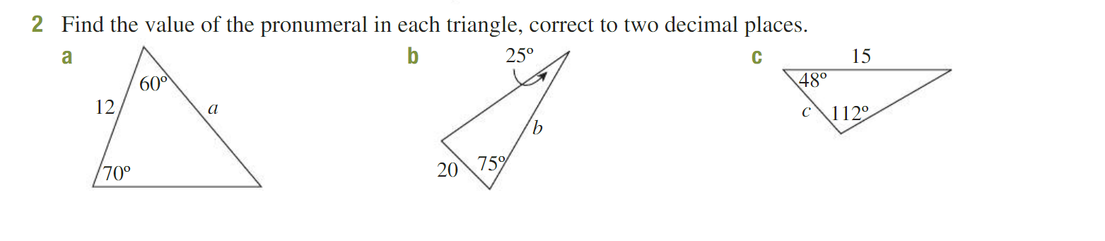Solved 2 Find the value of the pronumeral in each triangle, | Chegg.com