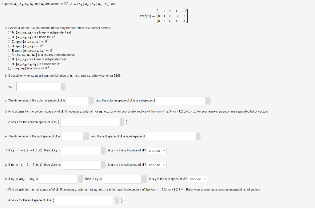 Solved uppose a1,a2,a3,a4, and a5 are vectors in | Chegg.com
