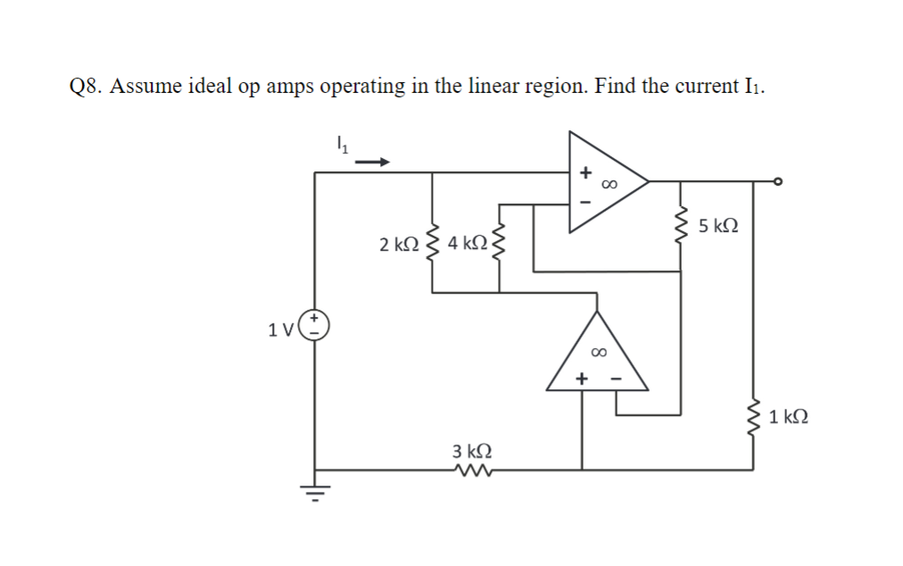 Solved Q8. ﻿Assume ideal op ﻿amps operating in ﻿the linear | Chegg.com
