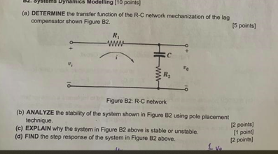 Solved (a) DETERMINE the transfer function of the R.C | Chegg.com