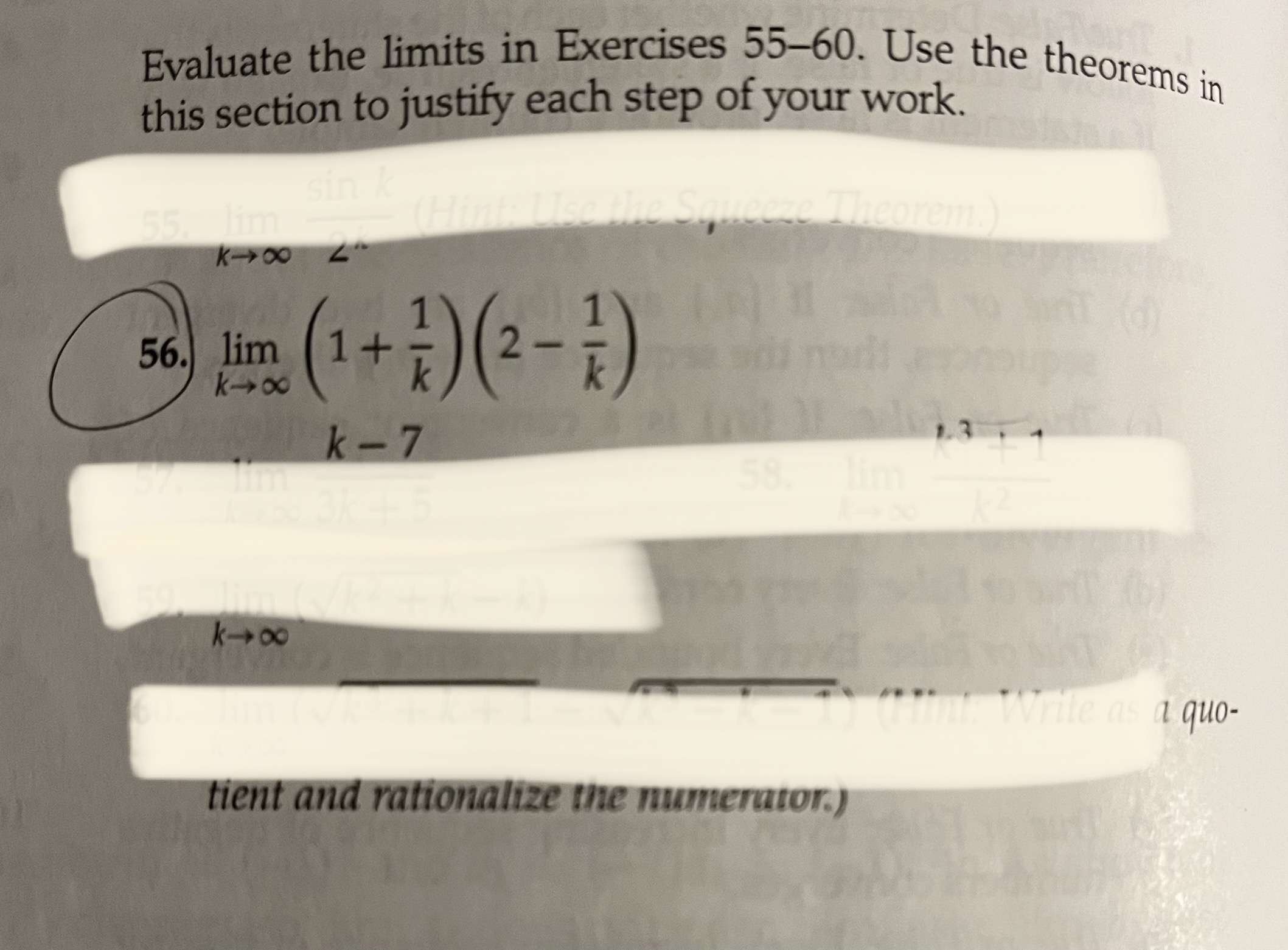Solved Evaluate the limits in Exercises 55-60. Use the | Chegg.com