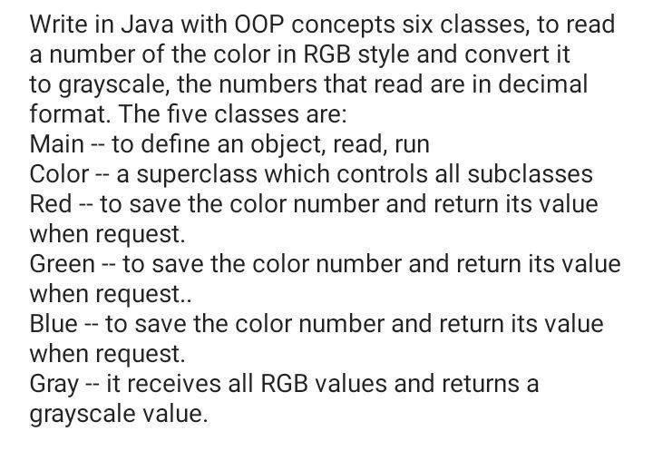Solved - Write in Java with OOP concepts six classes, to | Chegg.com