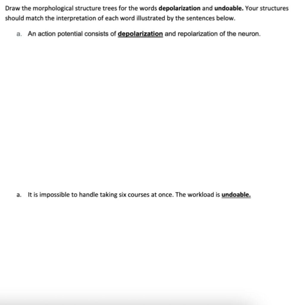 Draw the morphological structure trees for the words | Chegg.com