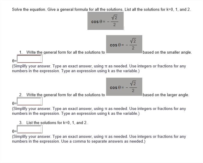 Solved Solve the equation. Give a general formula for all | Chegg.com