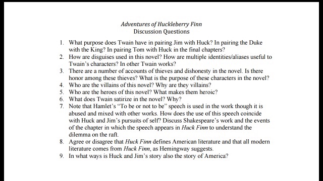 Adventures of Huckleberry Finn 1. What purpose does | Chegg.com