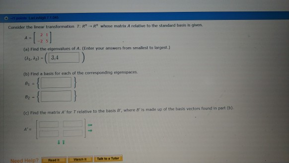 Solved Consider the linear transformation T: Rn → Rn whose | Chegg.com
