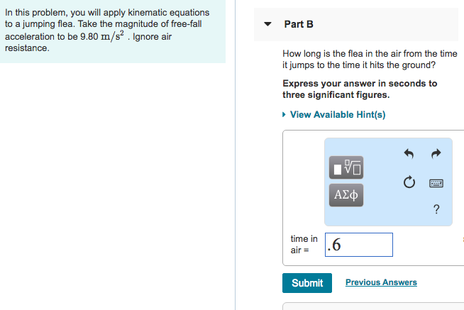 Solved Part A A flea jumps straight up to a maximum height | Chegg.com