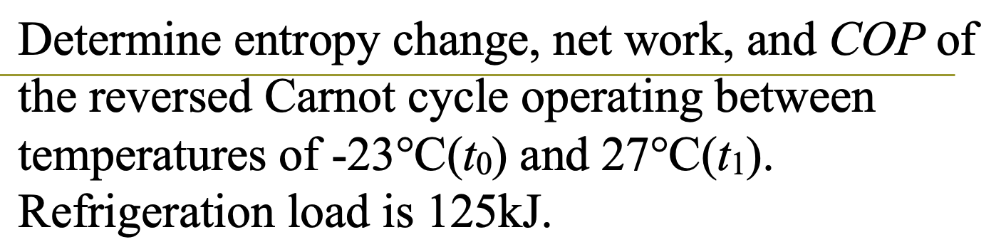Solved Determine entropy change, net work, and COP of the | Chegg.com