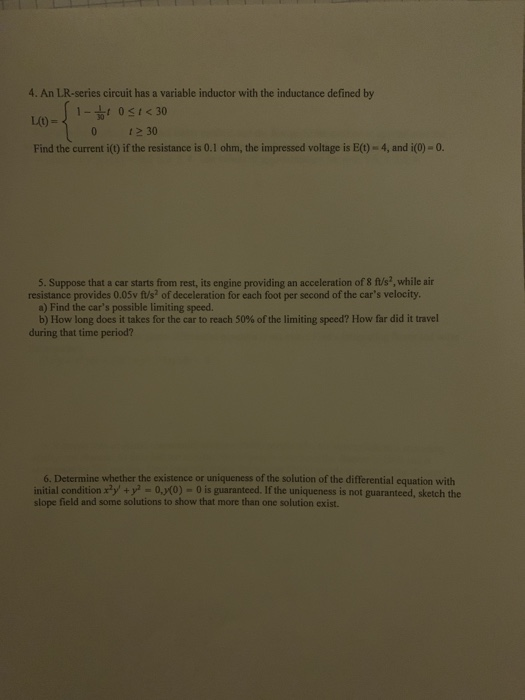 Solved 4. An LR-series circuit has a variable inductor with | Chegg.com