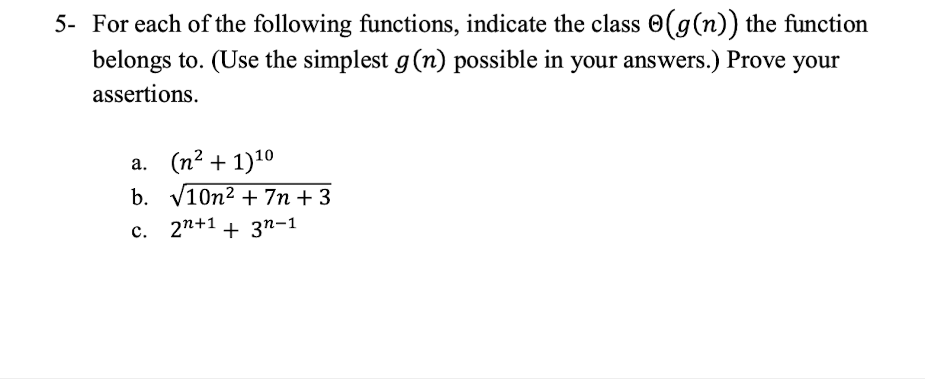 Solved 5- For each of the following functions, indicate the | Chegg.com