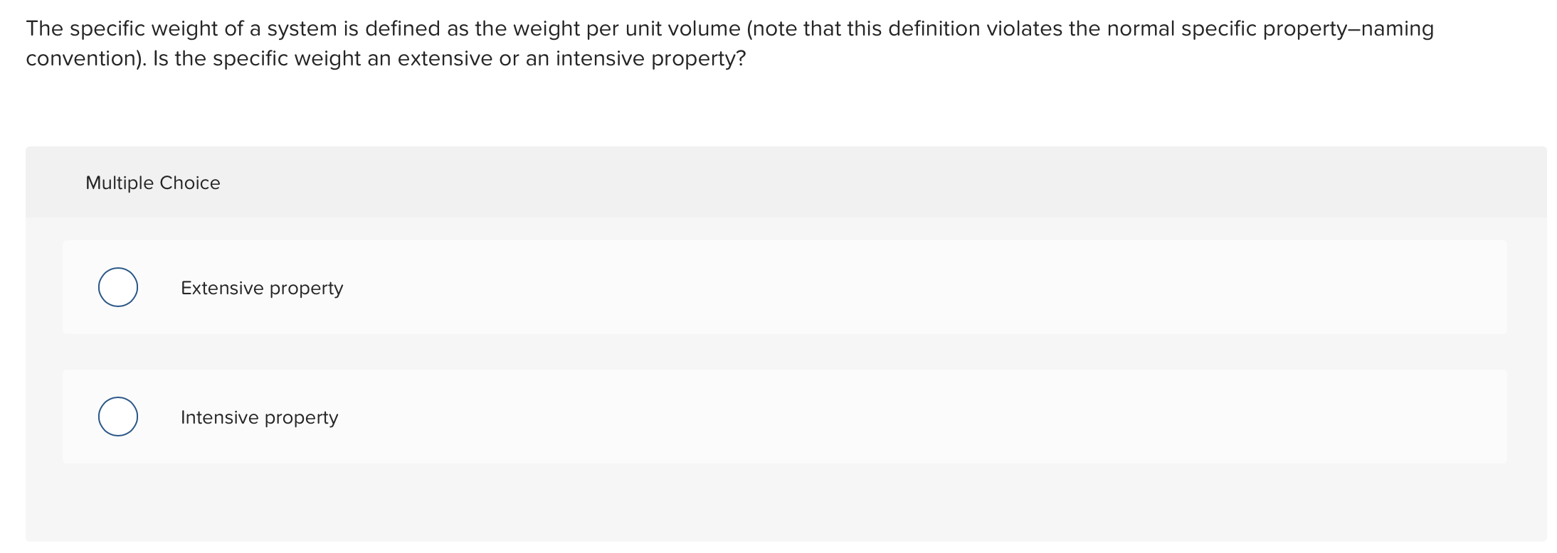 Solved The specific weight of a system is defined as the | Chegg.com