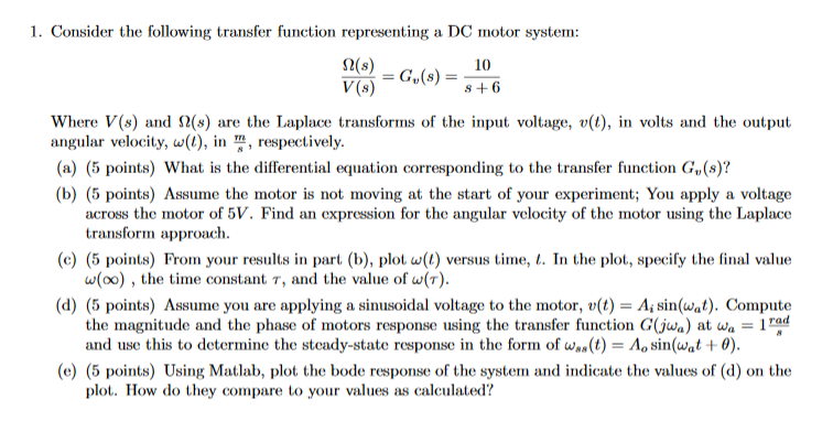 Solved 1. Consider the following transfer function | Chegg.com