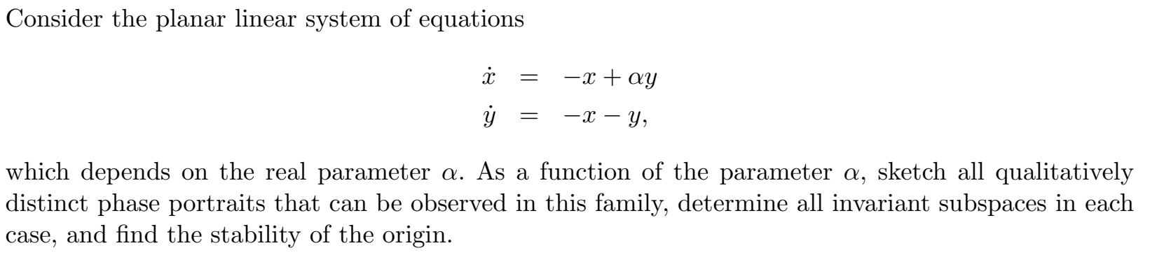 Solved Consider the planar linear system of equations | Chegg.com
