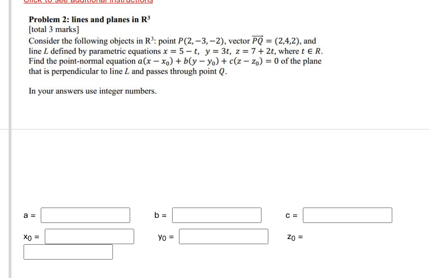 Solved Problem 2: lines and planes in R3 [total 3 marks] | Chegg.com