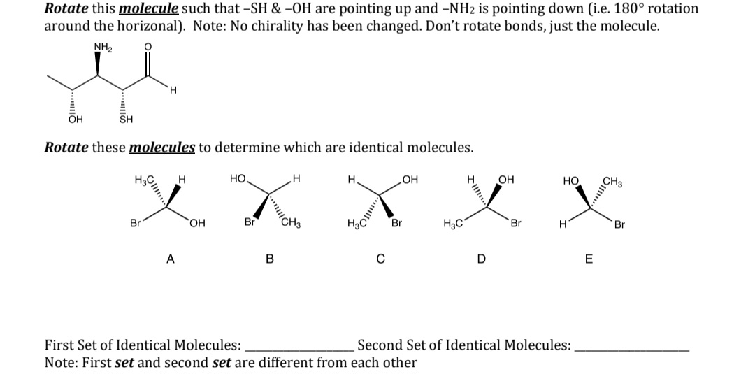Solved Rotate this molecule such that −SH&−OH are pointing | Chegg.com