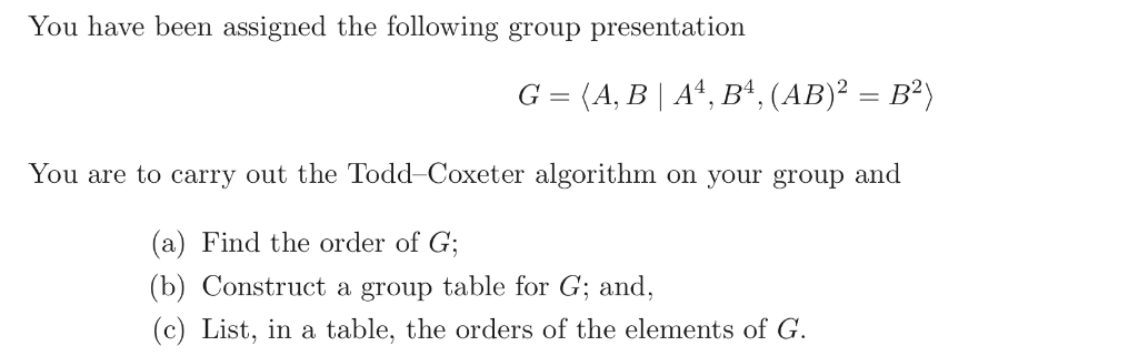 You have been assigned the following group | Chegg.com