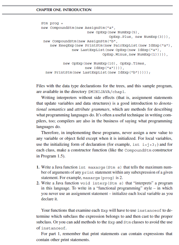 Straight line interpreter: 1. Write a Java function | Chegg.com