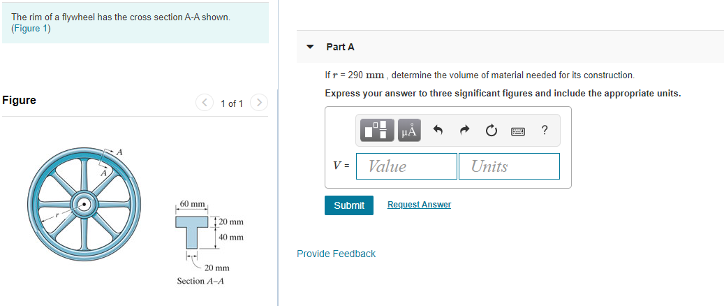 Solved The rim of a flywheel has the cross section A-A | Chegg.com