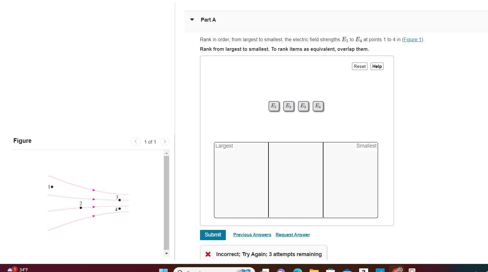 Solved Rank in order, from largest to smallest, the electric | Chegg.com