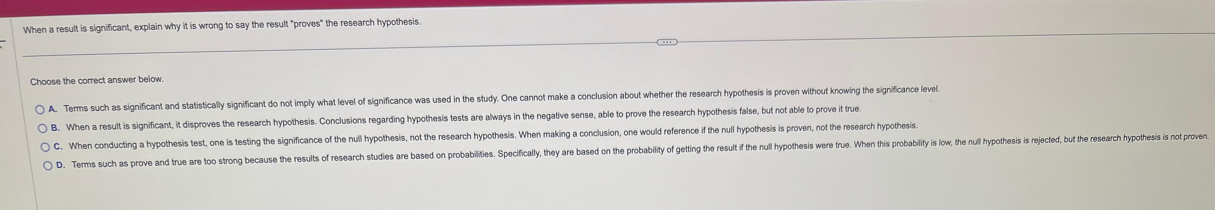 Solved When a result is significant, explain why it is wrong | Chegg.com