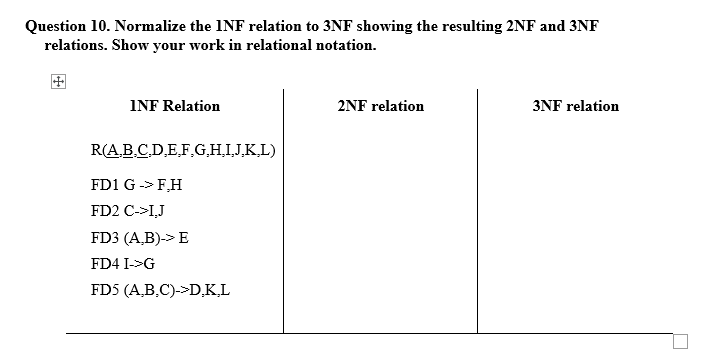 Solved Question 10. Normalize the 1NF relation to 3NF | Chegg.com