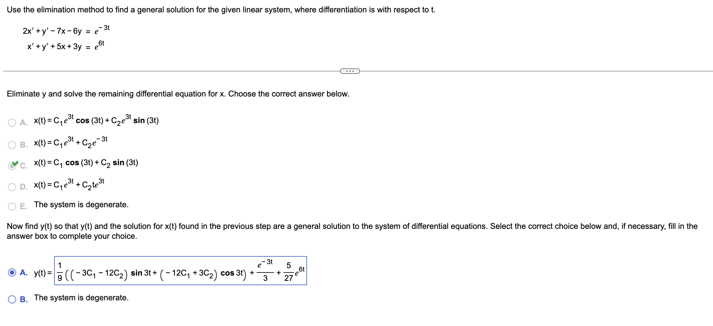 Solved My question is this one and i want y(t) ﻿in the | Chegg.com