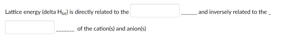 Solved Lattice energy (delta Hlat ) is directly related to | Chegg.com