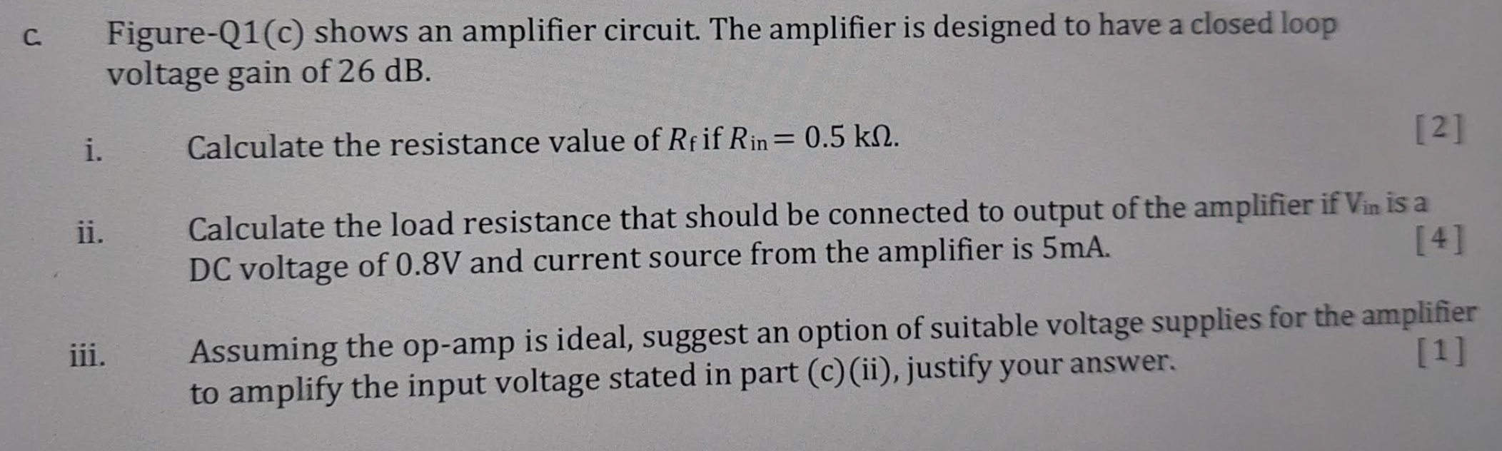 Solved c. Figure-Q1 (c) shows an amplifier circuit. The | Chegg.com