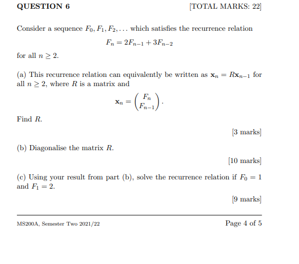 Solved Question 6 Consider A Sequence Fo F1 F2 Which 