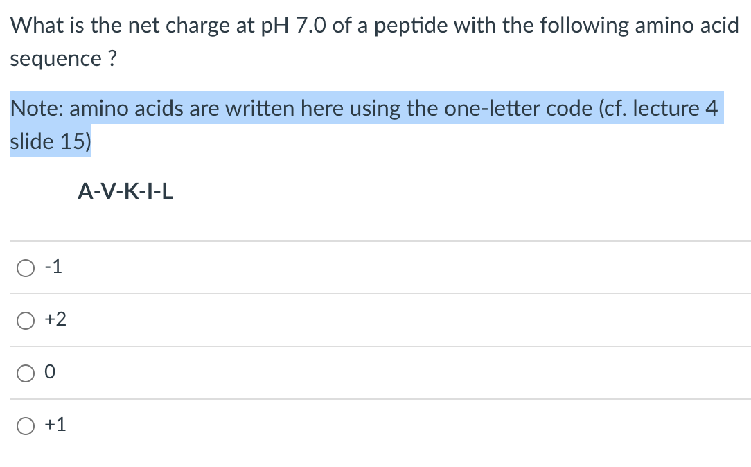 Solved What is the net charge at pH 7.0 of a peptide with | Chegg.com