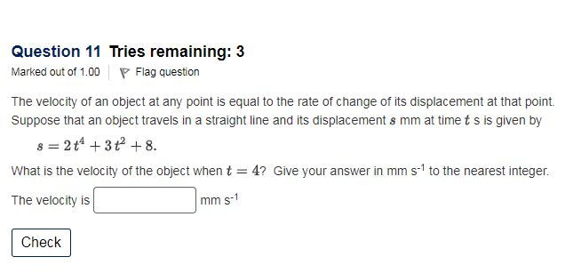 Solved Question 11 Tries remaining: 3 Marked out of 1.00 P | Chegg.com