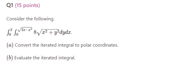 Solved Q1 (15 ﻿points)Consider the | Chegg.com