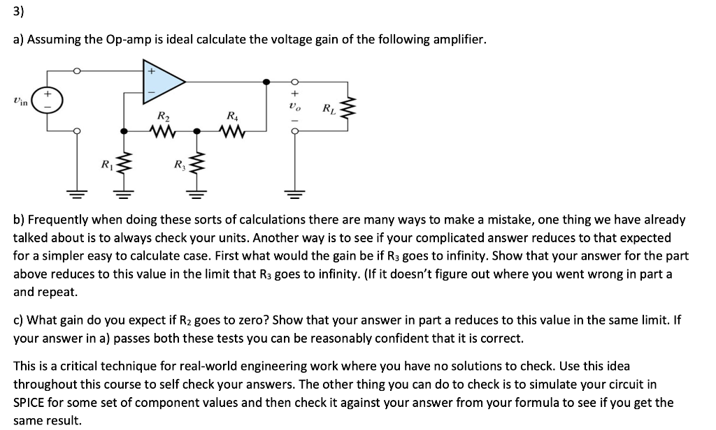 Solved 3) a) Assuming the Op-amp is ideal calculate the | Chegg.com