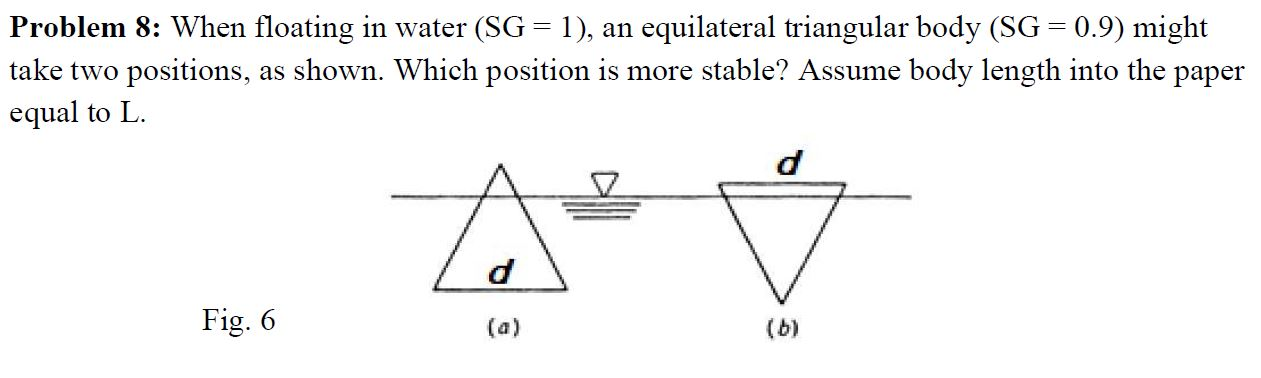 Solved Problem 8: When floating in water (SG = 1), an | Chegg.com