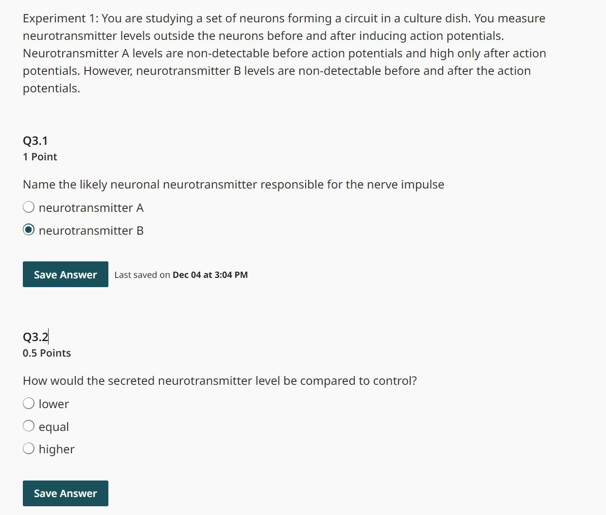 Solved Experiment 1: You are studying a set of neurons | Chegg.com