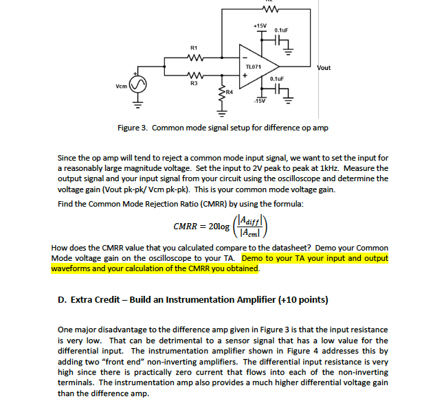 B. Experimental Setup of Difference Op Amp Circuit | Chegg.com