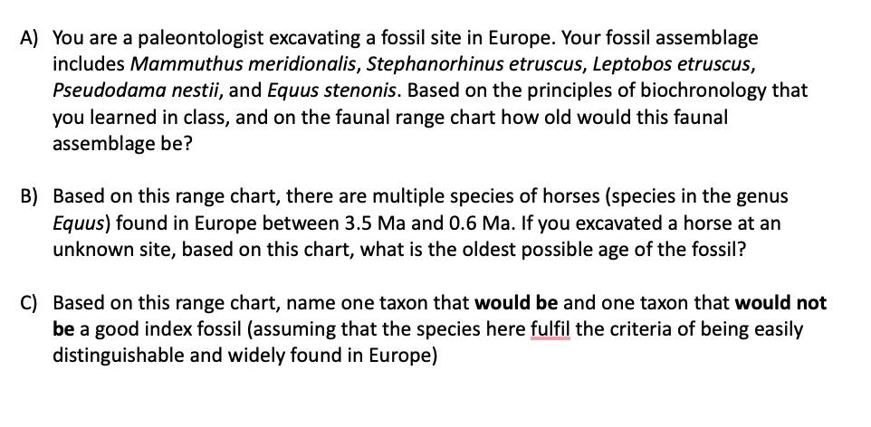 Solved A) You are a paleontologist excavating a fossil site | Chegg.com