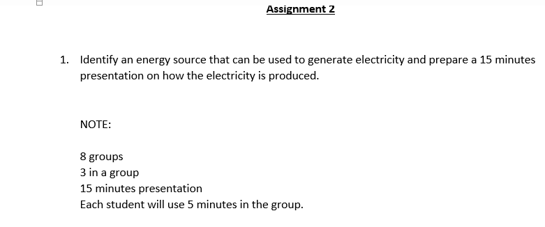 Solved Assignment 2 1. Identify an energy source that can be | Chegg.com