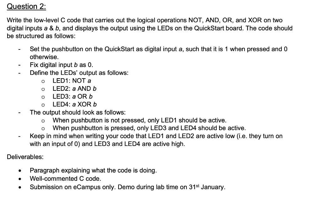 Question 2: Write the low-level C code that carries | Chegg.com
