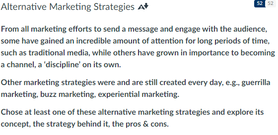 Solved Alternative Marketing Strategies A From all marketing | Chegg.com