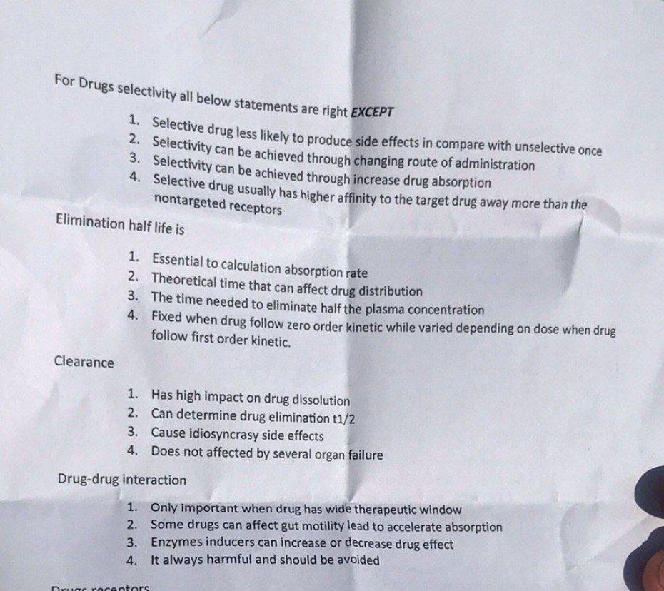 For Drugs selectivity all below statements are right | Chegg.com