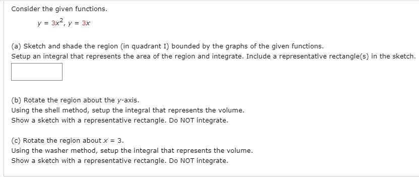 Solved Consider the given functions. y = 3x?, y = 3x (a) | Chegg.com