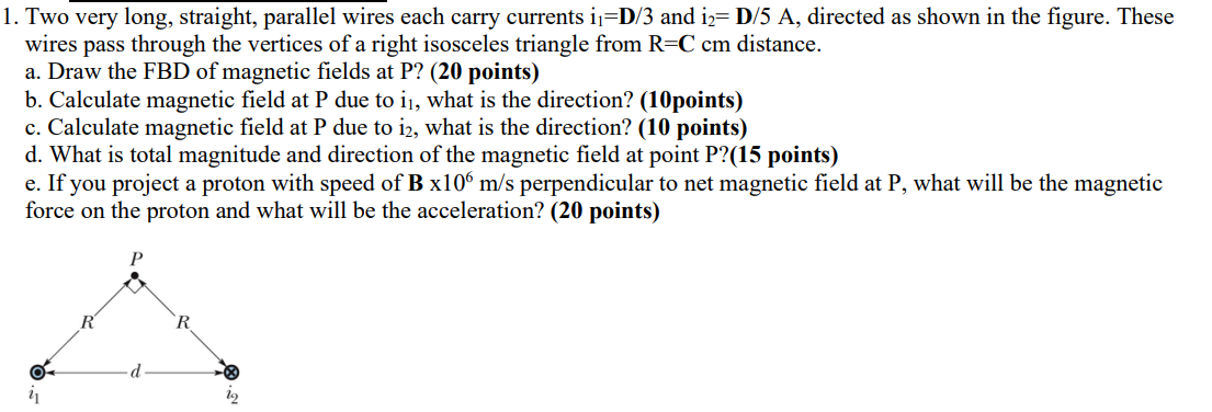 1. Two very long, straight, parallel wires each carry | Chegg.com