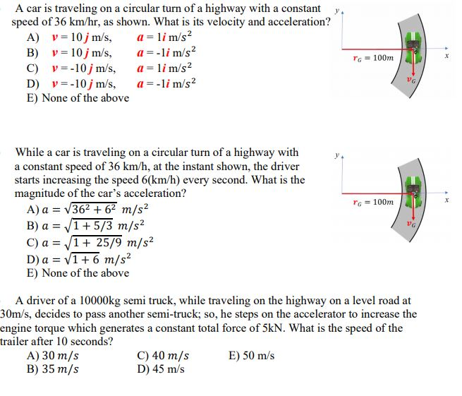 Solved A car is traveling on a circular turn of a highway | Chegg.com
