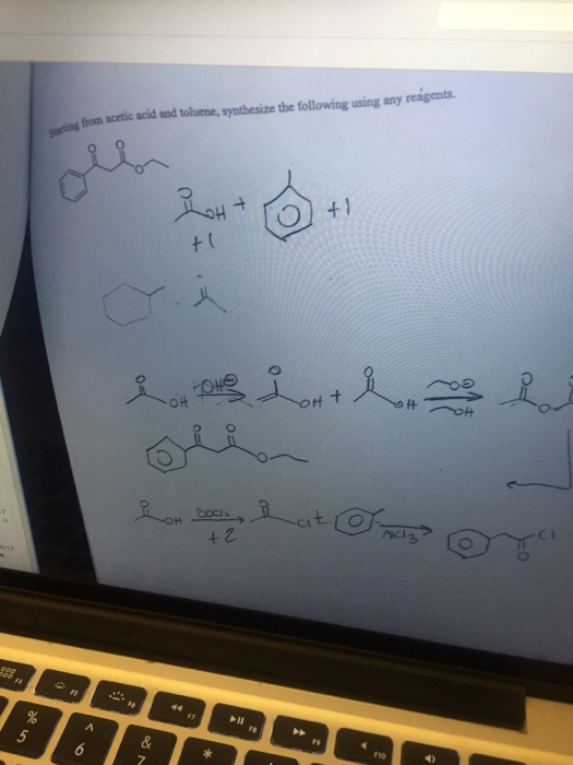 Solved Starting from acetic acid and toluene, synthesize the | Chegg.com