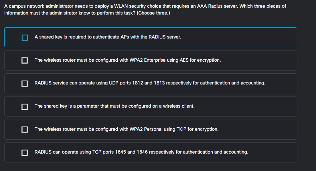 Solved A campus network administrator needs to deploy a WLAN | Chegg.com